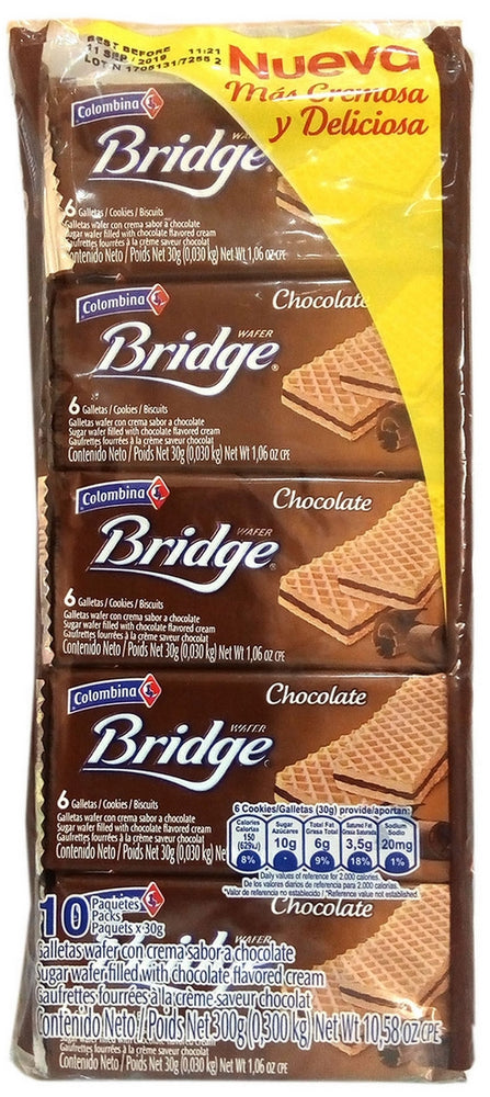 Colombina Bridge Wafer Value Pack, Chocolate, 10 x 6 ct — Goisco.com
