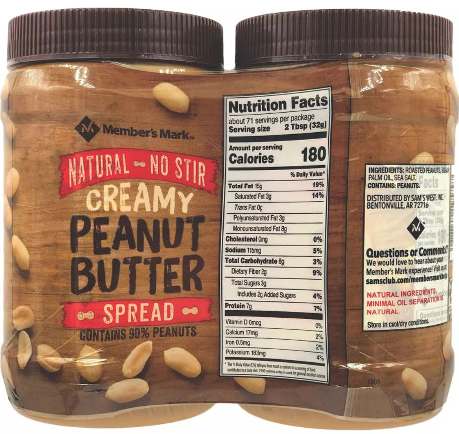 Member's Mark Creamy Peanut Butter, 2-Pack , 2 x 40 oz — Goisco.com