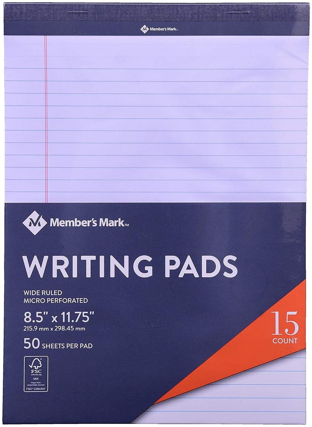 Member's Mark Writing Pads, 50 Sheets, 15 ct — Goisco.com