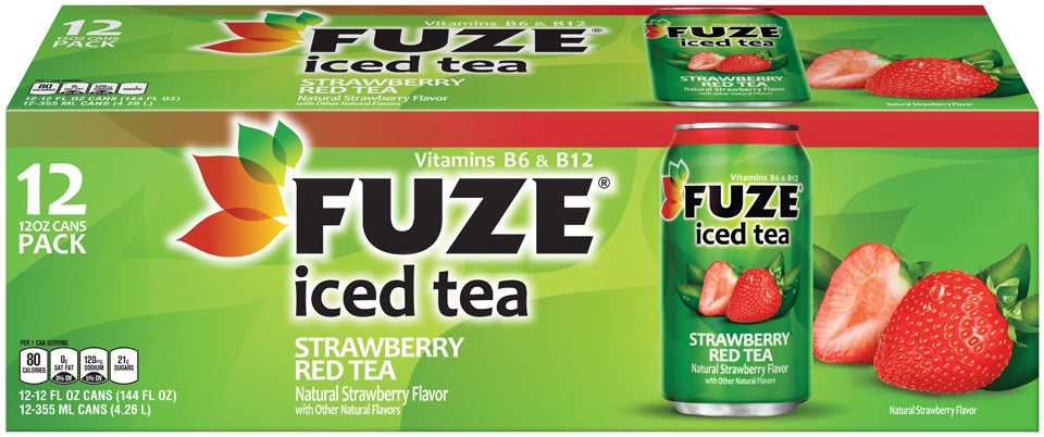 Fuze Iced Tea, Strawberry Red Tea Cans with Natural Flavor, Value Pack ...