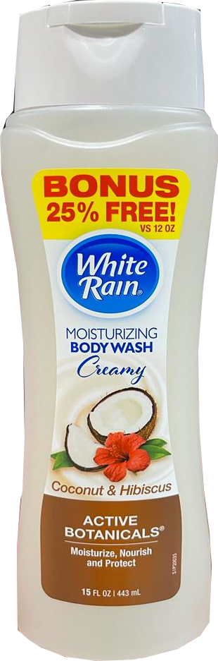 White Rain Moisturizing Body Wash, Creamy Coconut & Hibiscus Scent, 15 ...