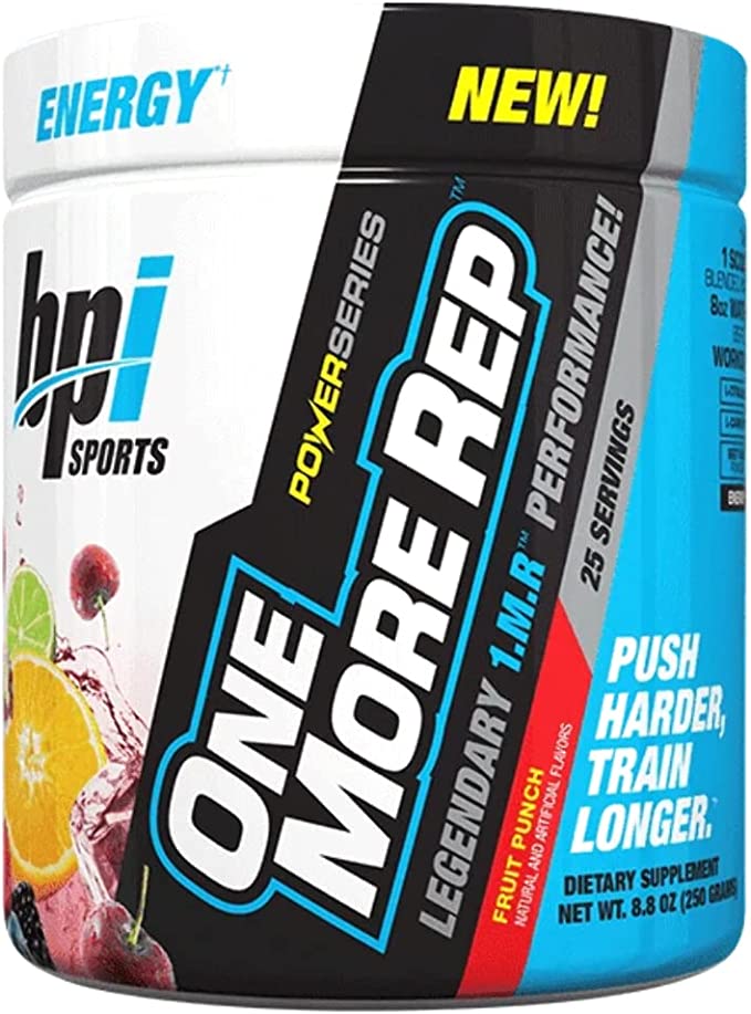 BPI Sports One More Rep Pre-Workout Powder, Fruit Punch Flavor, 250 gr ...