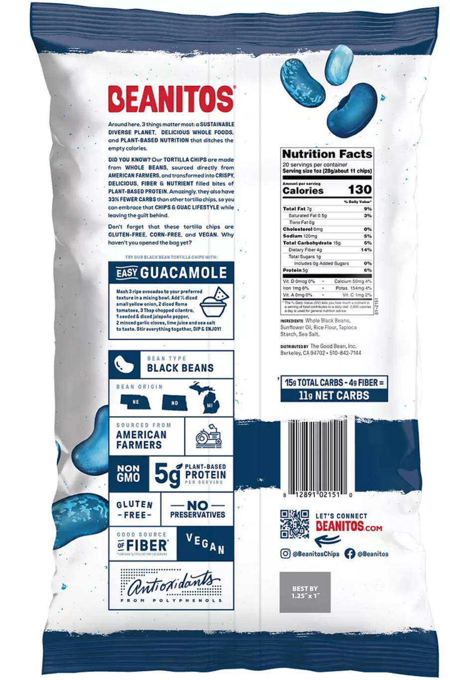Beanitos Black Bean Sea Salt Chips , 20 oz — Goisco.com