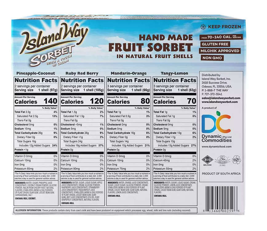 Island Way Sorbet Fruity Shells, Variety Pack , 10 ct — Goisco.com