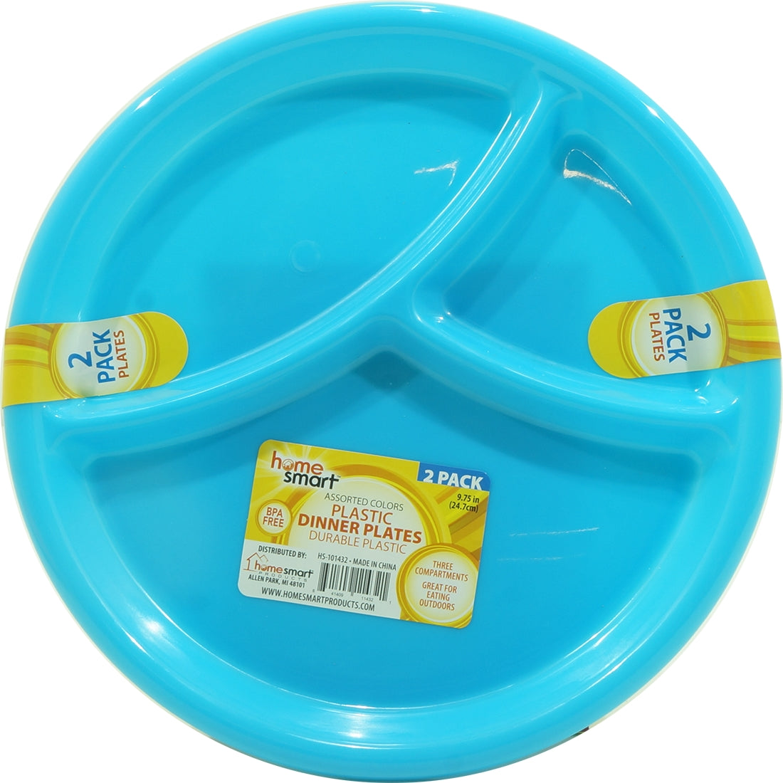 Home Smart Plastic Dinner Plates with 3 Compartments (Specify Color at ...