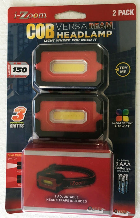 i-Zoom Versa Beam Headlamp, 150 Lumen, 2 pcs — Goisco.com