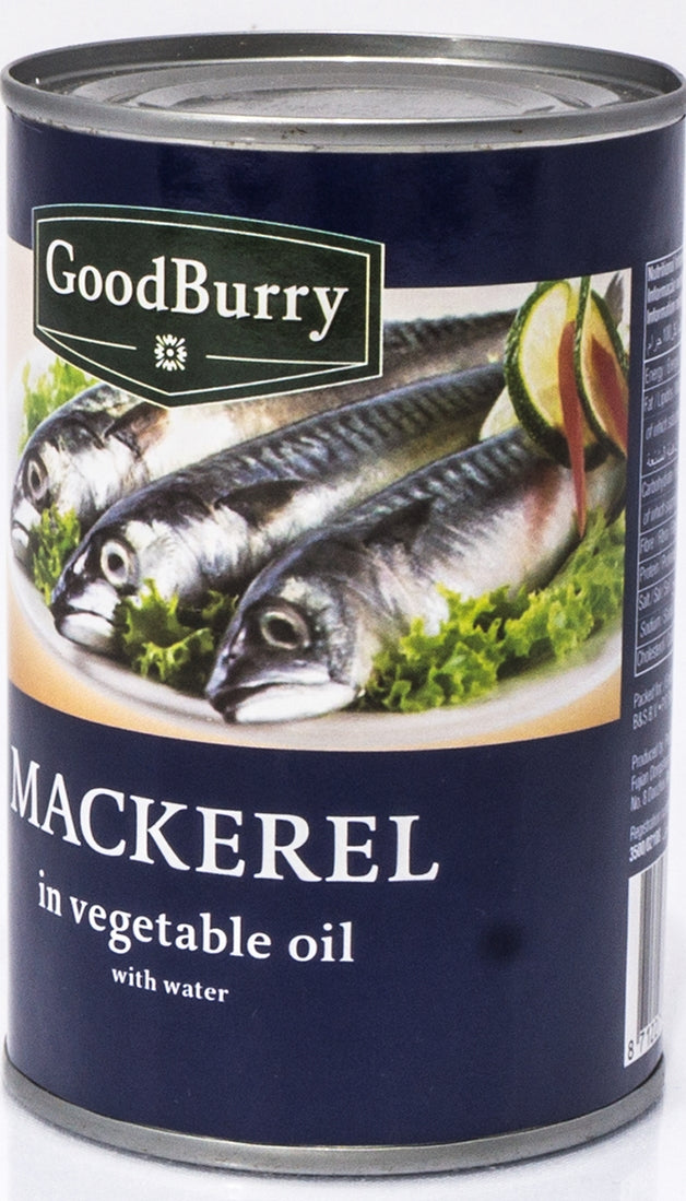 Goodburry Mackerel in Vegetable Oil, 425 g — Goisco.com