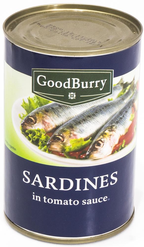 Goodburry Sardines In Tomato Sauce , 155 gr — Goisco.com
