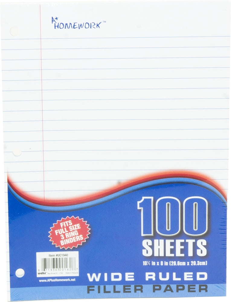 A+ Homework Wide Ruled Filler Paper, 100 sheets — Goisco.com
