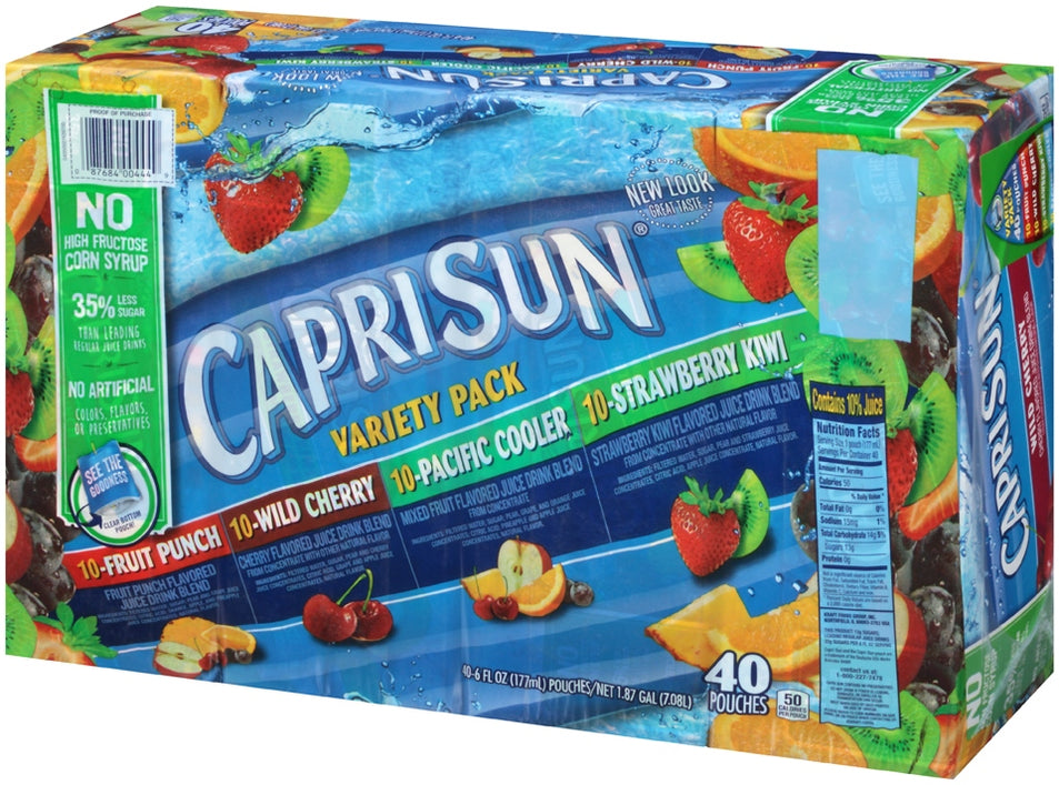 Capri Sun Fruit Juice Pouches, Variety Pack, 40 x 6 oz — Goisco.com