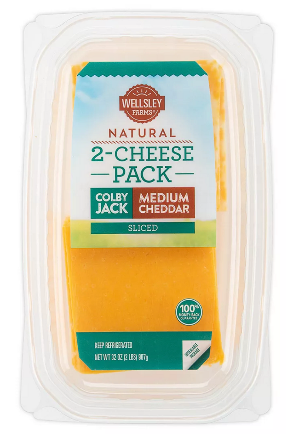 Wellsley Farms Sliced Medium Cheddar & Colby Jack Cheese , 32 oz ...