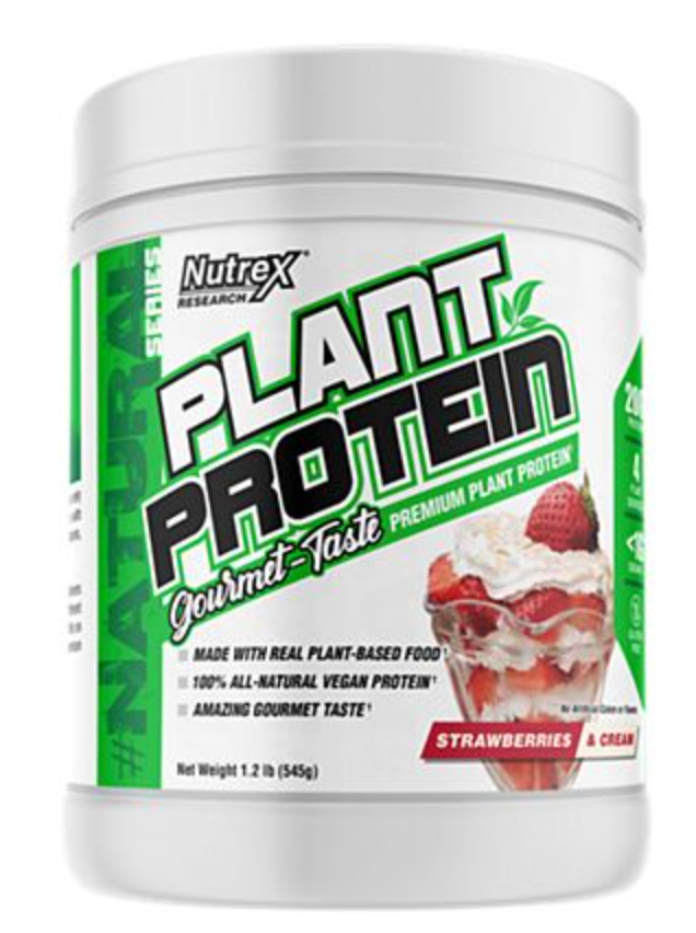 Nutrex Plant Protein Gourmet-Taste Protein Powder, Strawberries & Crea ...